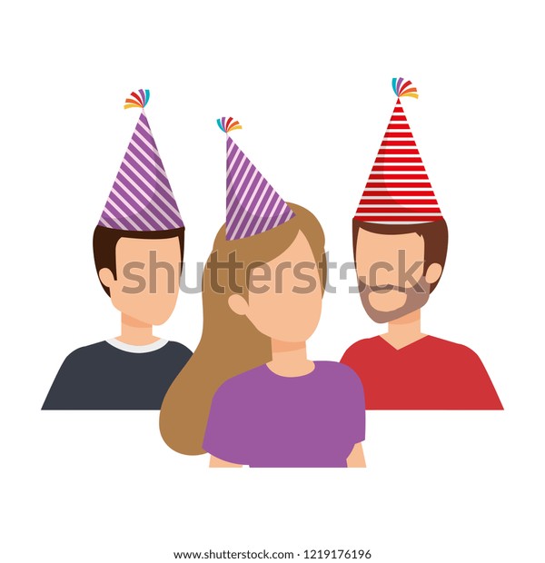 Group Young People Party Hat Stock Vector (Royalty Free) 1219176196 ...