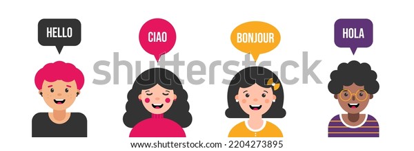 Group Young People Saying Hello Different Stock Vector (Royalty Free ...