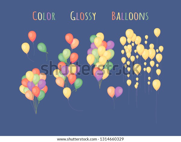 Groups Colorful Balloons Bunch Balloons Cartoon Stock Vector (Royalty ...