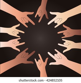 Groups Hands Love Sign Vector Stock Vector (Royalty Free) 424852105