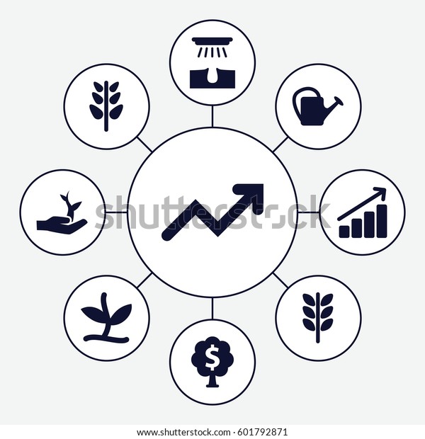 Grow Icons Set Set 9 Grow Stock Vector (Royalty Free) 601792871