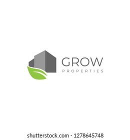 Grow Logo Design Building Leaf Stock Vector (Royalty Free) 1278645748 ...