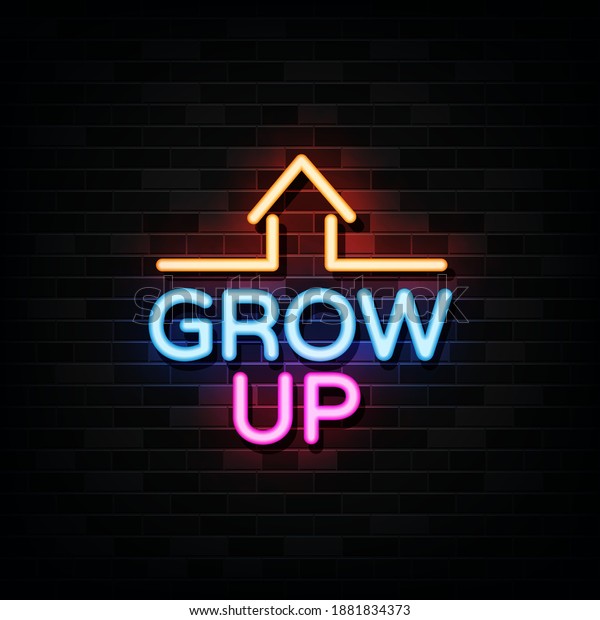 Grow Neon Signs Vector Design Template Stock Vector (Royalty Free ...