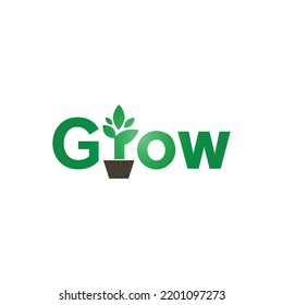 Grow Word Vector Logo Growing Plant Stock Vector (Royalty Free ...