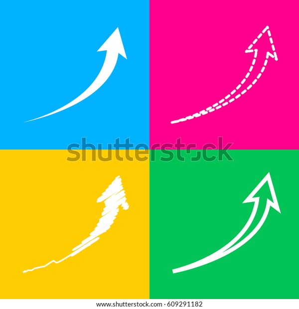 Growing Arrow Sign Four Styles Icon Stock Vector (Royalty Free ...