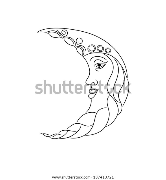 Growing Moon Vector Illustration Stock Vector (Royalty Free) 137410721 ...