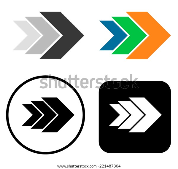 Growing Triple Right Arrows 4 Variations Stock Vector (Royalty Free ...