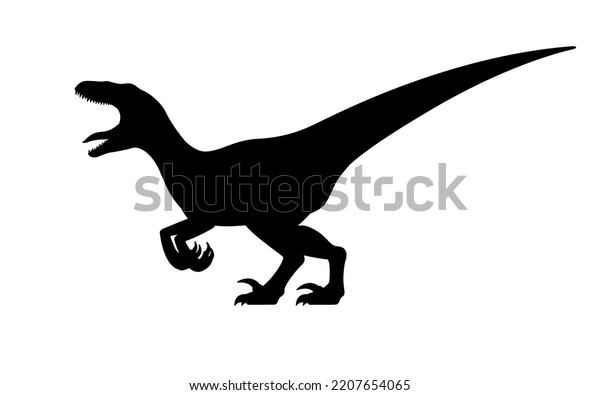 Growling Dinosaur Velociraptor Silhouette Vector Illustration Stock ...