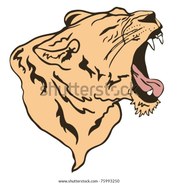 Growling Lion Vector Illustration Stock Vector (Royalty Free) 75993250