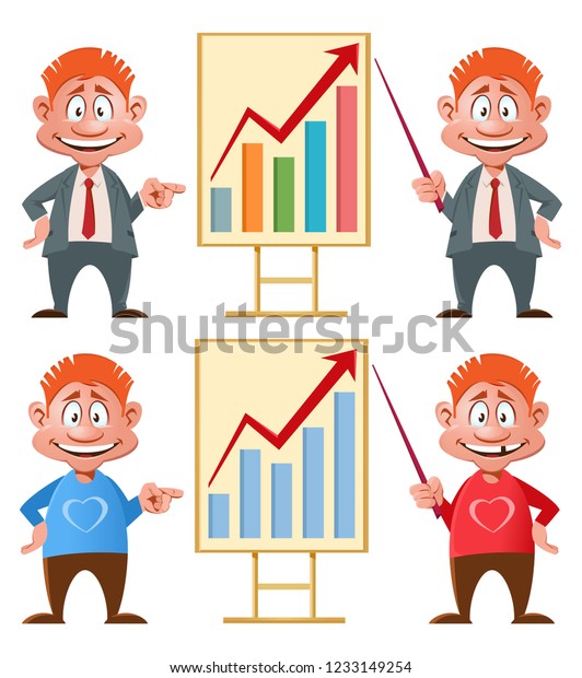 Growth Chart Funny Cartoon Men Making Stock Vector (Royalty Free ...