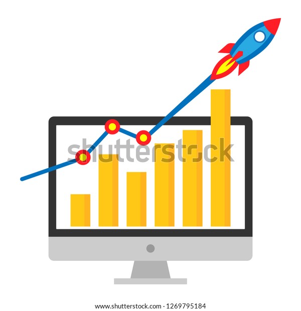 Growth Chart Rising Rocket Cartoon Design Stock Vector (Royalty Free ...
