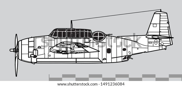 Grumman Tbf Avenger Outline Vector Drawing Stock Vector (Royalty Free ...