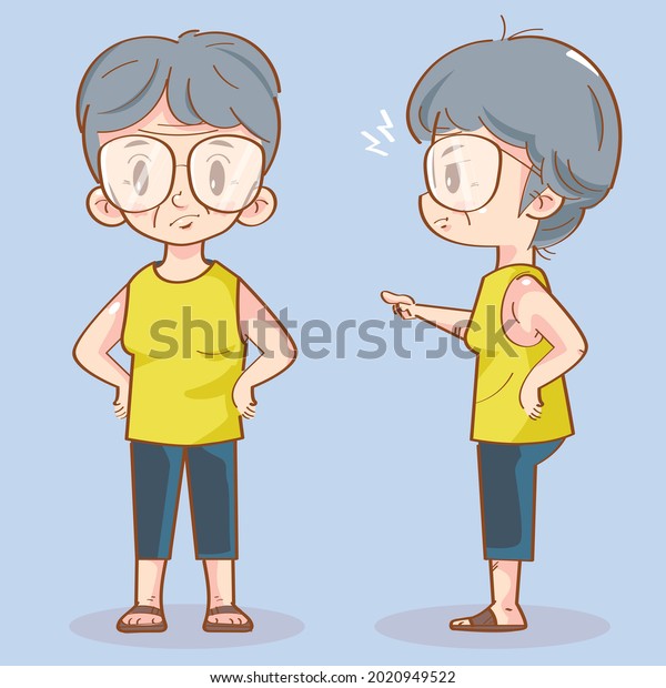 Grumpy Old Woman Character Vector Flat Stock Vector (Royalty Free ...