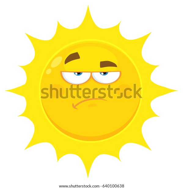 Grumpy Yellow Sun Cartoon Emoji Face Stock Vector (Royalty Free) 640100638