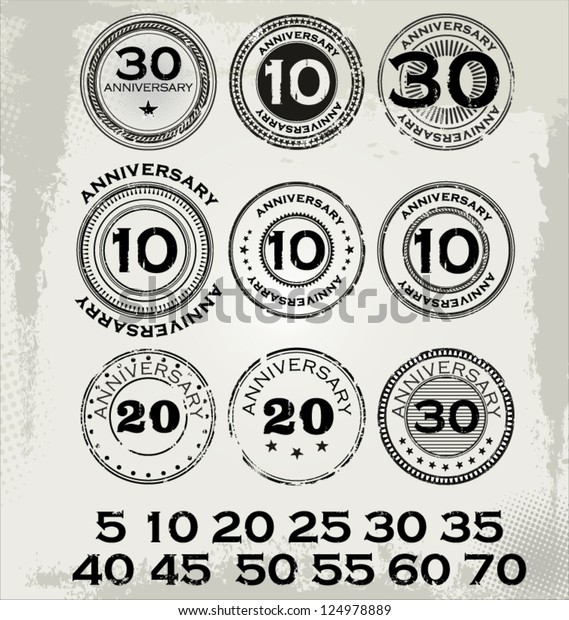 Grunge Anniversary Rubber Stamp Set: stockvector (rechtenvrij ...