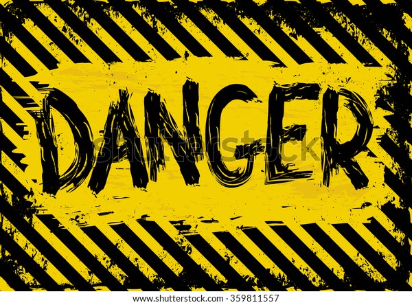 Grunge Background Yellow Black Danger Symbol Stock Vector (Royalty Free ...