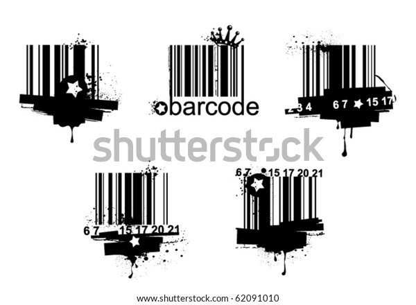 Grunge Barcodes Isolated On White Background Stock Vector (Royalty Free ...