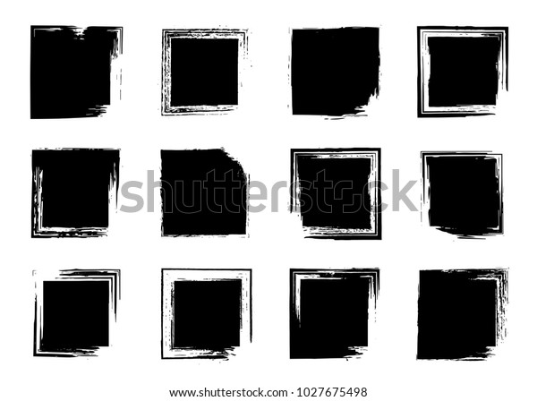 Grunge Brush Frame Set Ink Square Stock Vector (Royalty Free ...