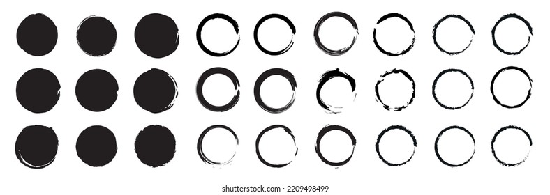 Grunge Circle Brush Icon Set Different Stock Vector (Royalty Free ...