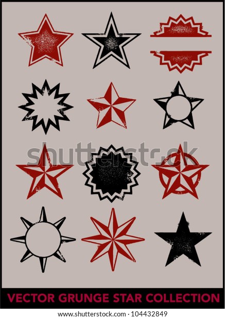 Grunge Distressed Star Collection Stock Vector (Royalty Free) 104432849