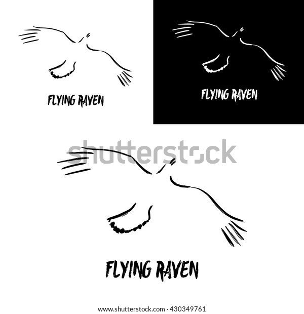 Grunge Flying Raven Logo Template Vector Stock Vector (Royalty Free ...