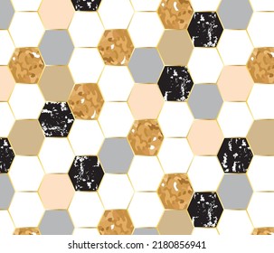Grunge Geometric Hexagon Pattern Rugcarpet Digital Stock Vector ...