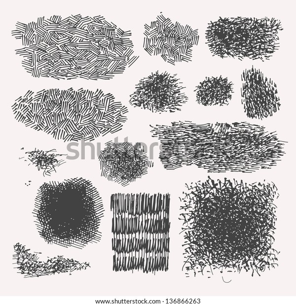 grunge halftone drawing textures set. vector illustration