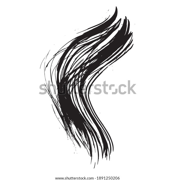 Grunge Hand Drawn Paint Brush Curved Stock Vector (Royalty Free ...