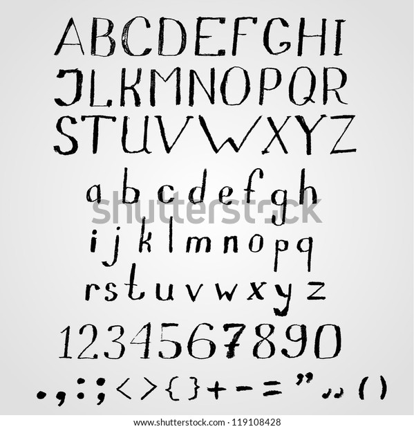 Grunge Handwritten Font Isolated On White Stock Vector (Royalty Free ...