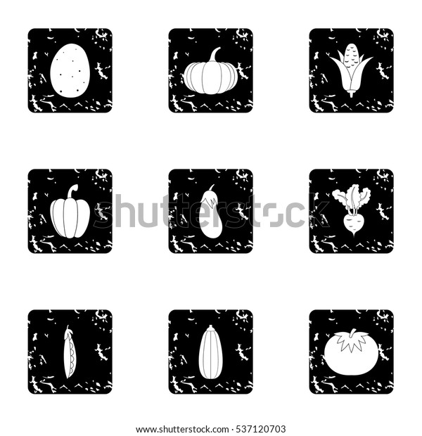Grunge Illustration 9 Types Vegetables Vector Stock Vector (Royalty ...