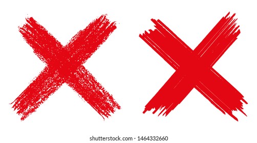 X Icon Red Black Brush Cross Stock Vector (Royalty Free) 2108706596