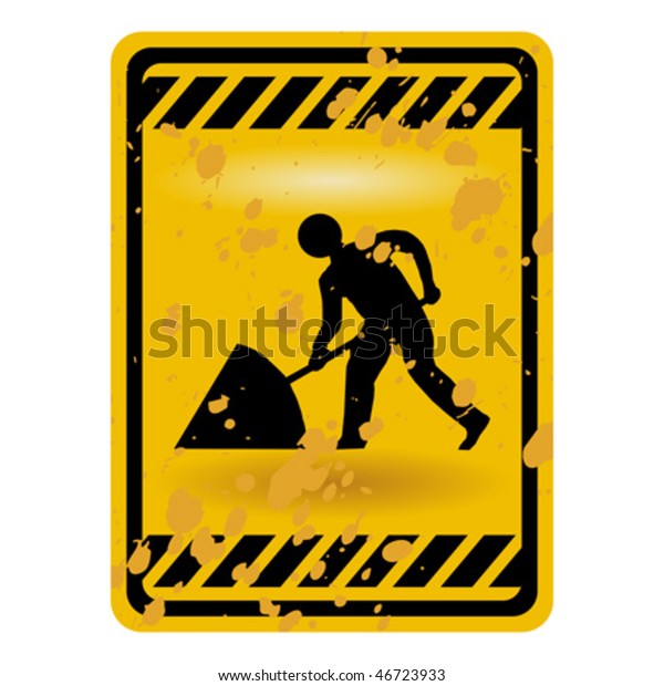 Grunge Men Work Warning Sign Isolated Stock Vector (Royalty Free ...