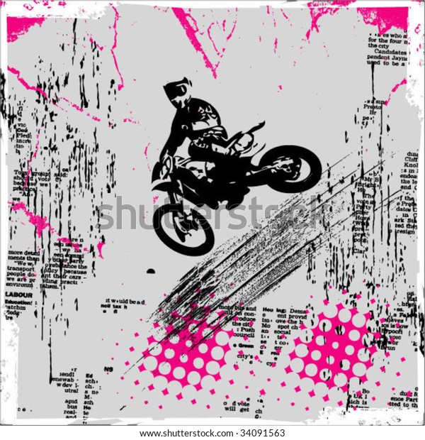 Grunge Motocross Vector Stock Vector (Royalty Free) 34091563 | Shutterstock