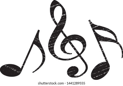 Grunge Musical Notes Clefs Collection Vector Stock Vector (Royalty Free ...