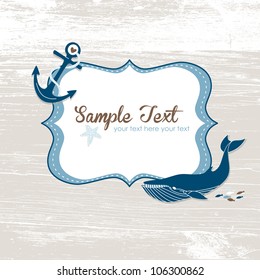Grunge Nautical Card Frame Anchor Blue Stock Vector (Royalty Free ...