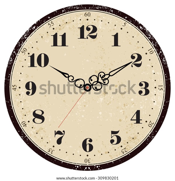 Grunge Old Vintage Clock Face Stock Vector (Royalty Free) 309830201 ...