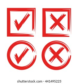Grunge Red Check Mark Wrong Mark Stock Vector (Royalty Free) 441495259