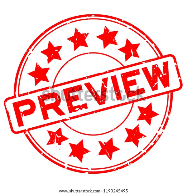 Grunge Red Rubber Preview Word Star Stock Vector (Royalty Free) 1190245495