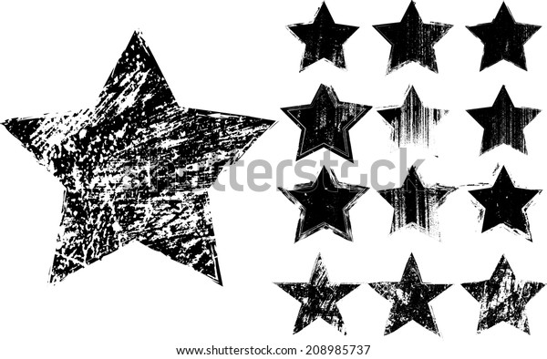 Grunge Stars Vector Textured Shape 库存矢量图（免版税）208985737