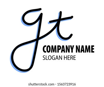 Gt Initial Handwriting Logo Design Handwriting Stock Vector (Royalty ...