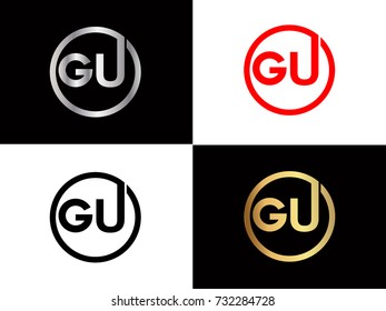 Gu Logo Letter Design Vector Red: vector de stock (libre de regalías ...