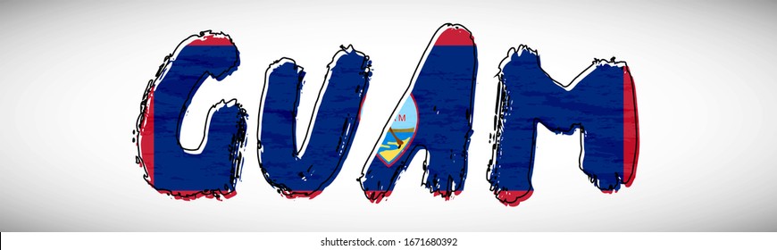 Guam Flag On Text Typography Country Stock Vector (Royalty Free ...