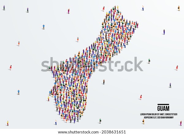 Guam Map Large Group People Form Stock Vector (Royalty Free) 2038631651 ...