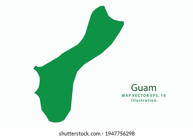 Guam Map Vector Eps10 Green Color Stock Vector (Royalty Free) 1947756298