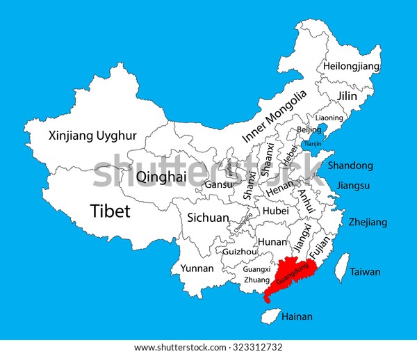 Guangdong province map, China vector map illustration isolated on ...