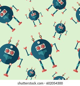 Guard Robot Flat Icon Seamless Pattern Stock Vector (Royalty Free ...