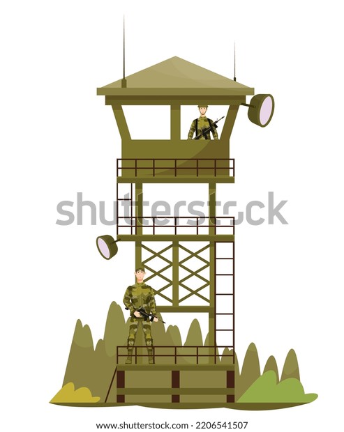 Guard Tower Watch Tower Guards Soldiers Stock Vector (Royalty Free ...