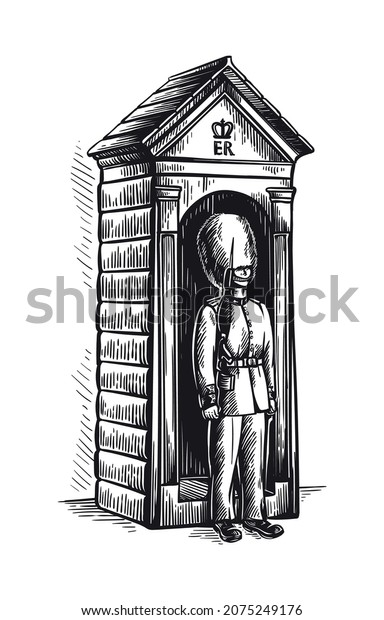 Guardsman Stands On Duty Handdrawn Sketch Stock Vector (Royalty Free ...
