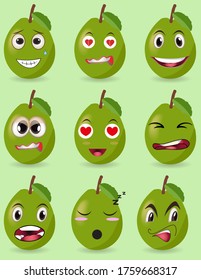 Guava Cartoon Many Expressions Stock Vector (Royalty Free) 1759668317 ...