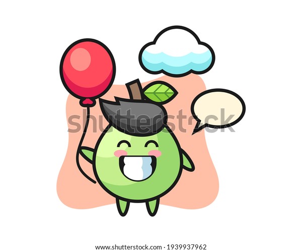Guava Mascot Illustration Playing Balloon Stock Vector (Royalty Free ...